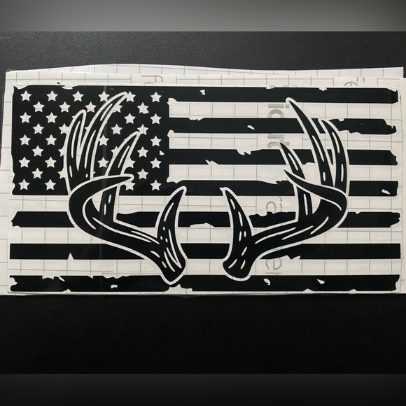 permanent vinyl | Wall Decor | Flag With Antlers Inside 3 Black And 2 ...